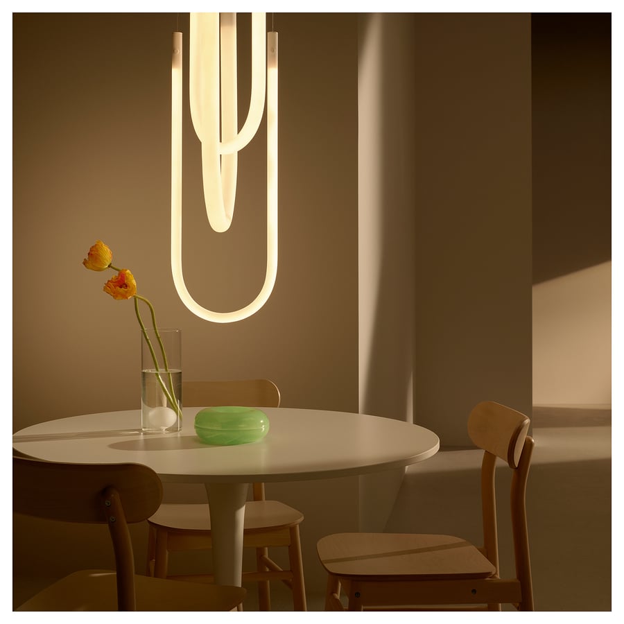 VARMBLIXT LED pendant lamp, white frosted glass - IKEA Spain