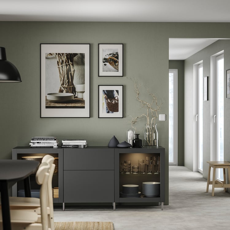 BESTÅ almacenaje con cajones, gris oscuro Lappviken/Sindvik gris oscuro ...