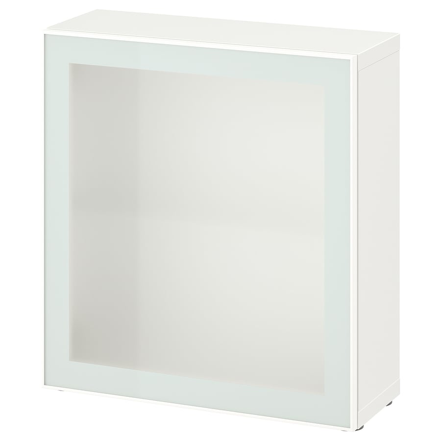 BESTÅ estante con puerta de vidrio, blanco Glassvik/blanco/verde claro ...
