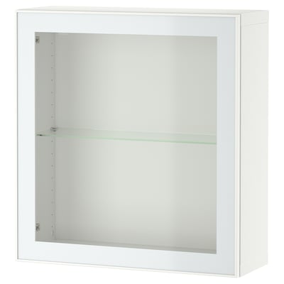 BESTÅ estante con puerta de vidrio, blanco Glassvik/blanco/verde claro ...