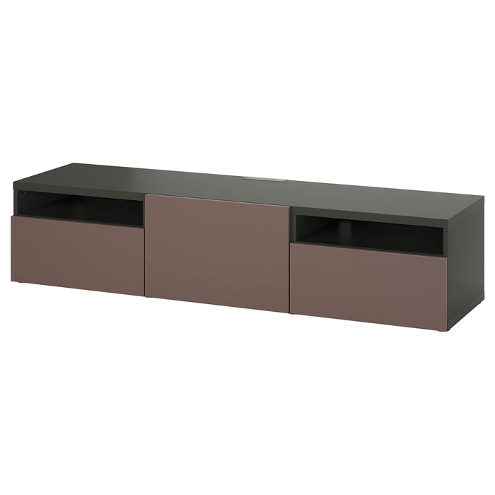 BESTÅ mueble TV, gris oscuro/Hjortviken marrón, 180x42x39 cm - IKEA