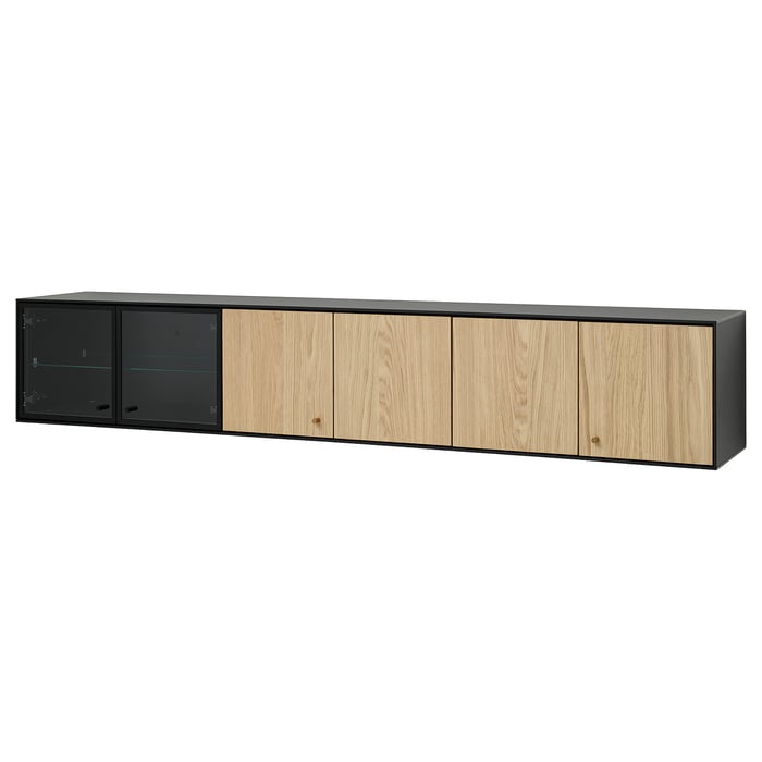 BOASTAD estante, negro/chapa roble, 181x32x32 cm - IKEA