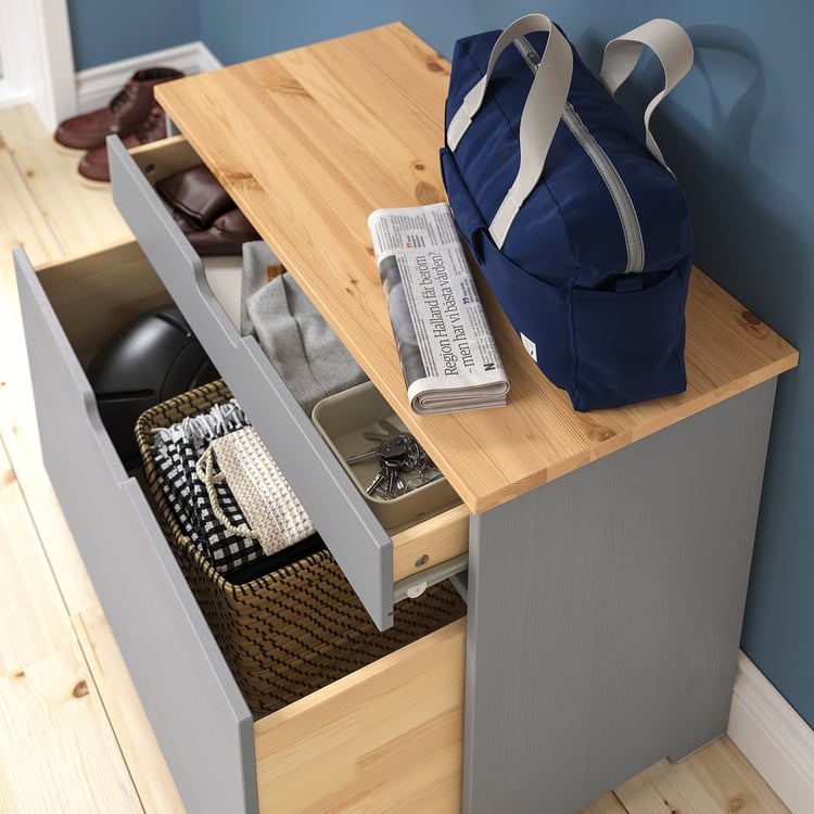 KALLSÖ banco con cajón, gris, 80x38x56 cm - IKEA