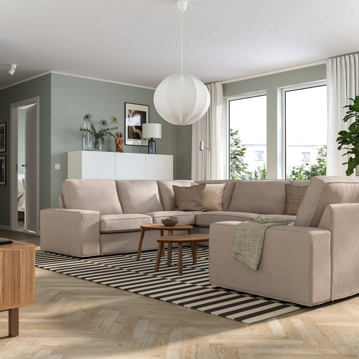 KIVIK sofá U 7 plazas, Tallmyra beige - IKEA