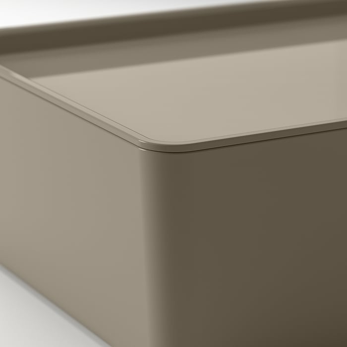 KUGGIS caja con tapa, gris beige, 18x26x8 cm - IKEA