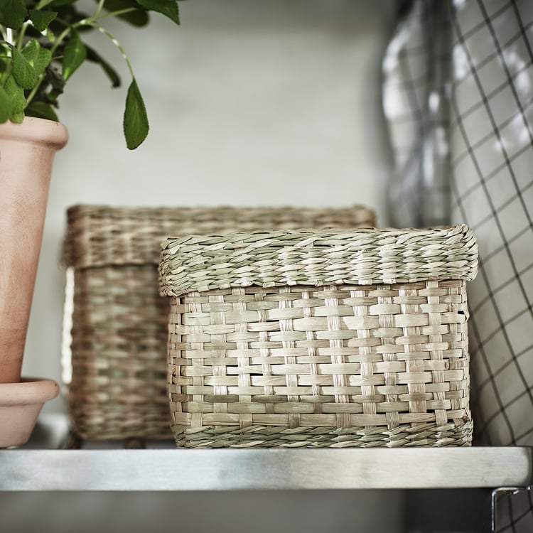 LURPASSA Caja con tapa, juego de 2, junco marino - IKEA