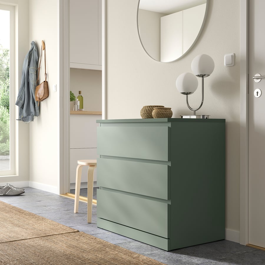 MALM cómoda de 3 cajones, verde grisáceo, 80x78 cm - Hemos bajado el ...