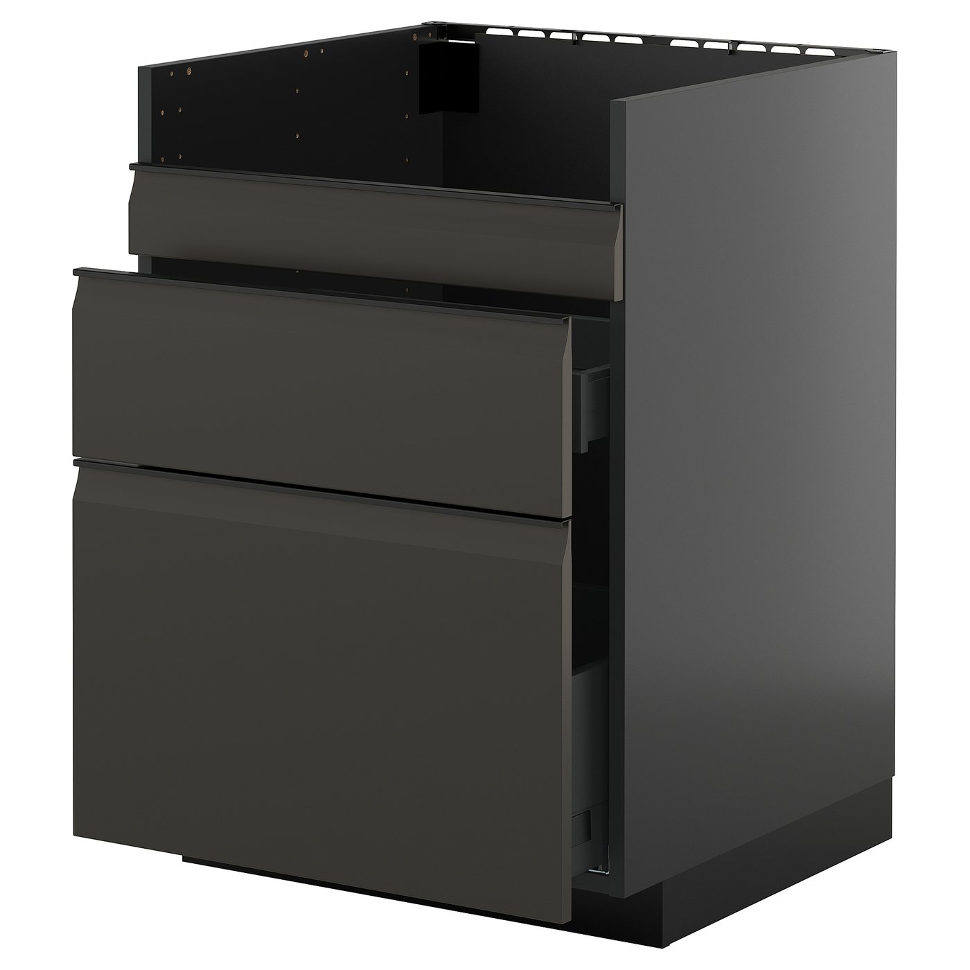 METOD / KNIVSHULT armario bajo fregadero HAVSEN 3f/2c, negro-gris ...