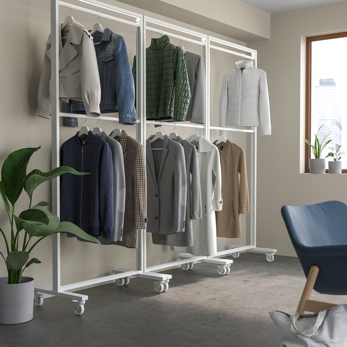 MITTZON Barra ropa estructura con ruedas, blanco, 80 cm - IKEA