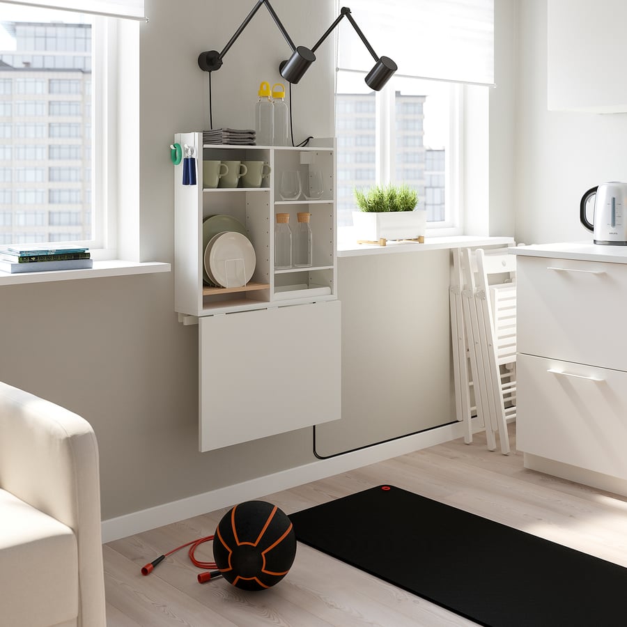 NORBERG mesa abatible pared con almacenaje, blanco, 64x60 cm - IKEA