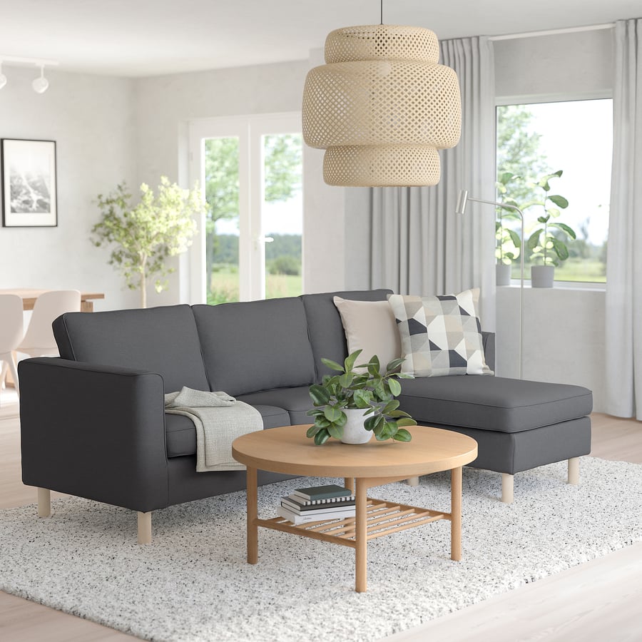 PÄRUP sofá 3 plazas con chaiselongue, Vissle gris - IKEA