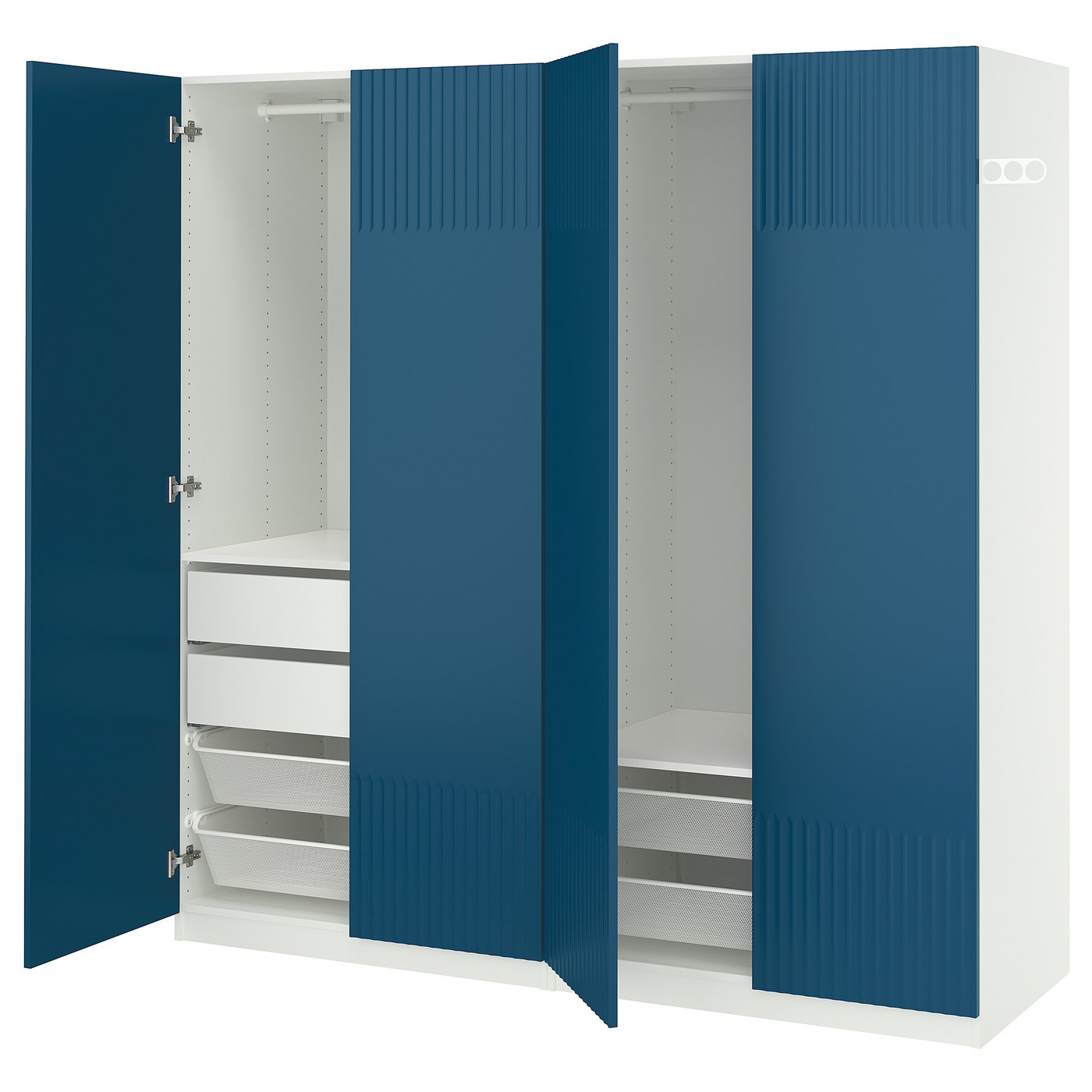 PAX / FYRUDDEN combinación armario, blanco/azul, 200x60x201 cm - IKEA