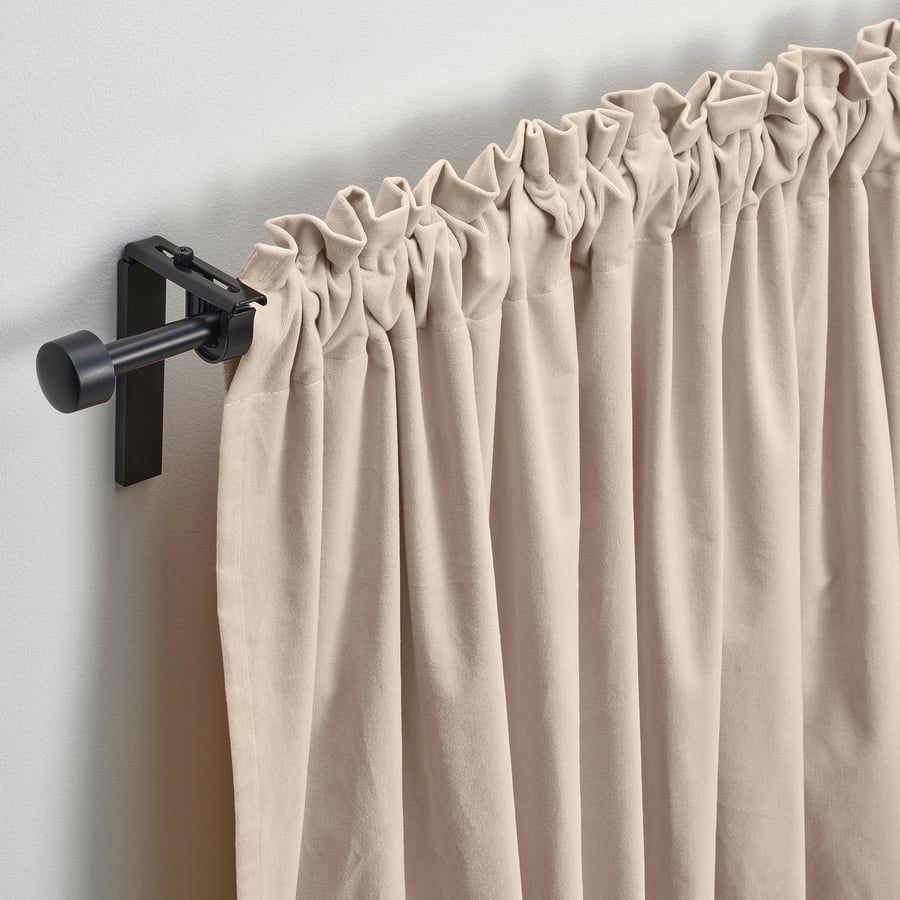 SANELA cortinas, pack de 2 unidades, beige claro/con cinta de fruncir ...