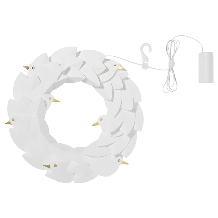 STRÅLA corona LED, a pilas/palomas blanco - IKEA