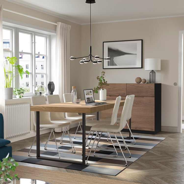 TARSELE mesa extensible, chapa roble/negro, 210/268x90 cm - IKEA