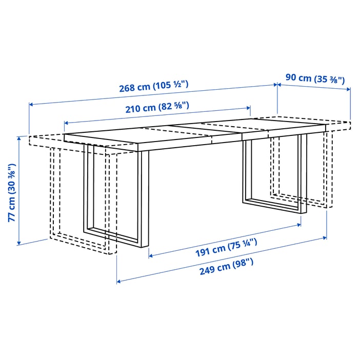 TARSELE mesa extensible, chapa roble/negro, 210/268x90 cm - IKEA