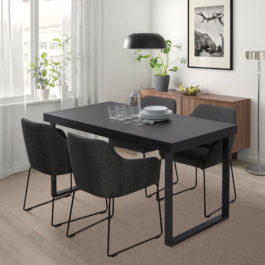 TARSELE mesa extensible, negro chapa/negro, 150/200x80 cm - IKEA