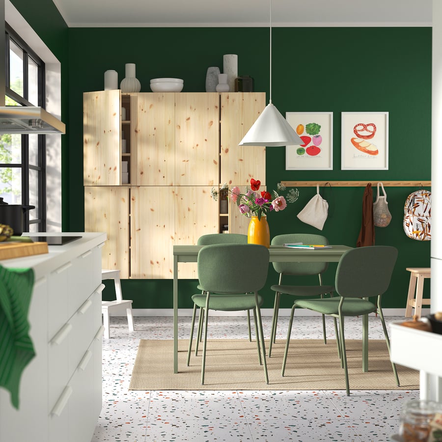 VIHALS mesa extensible, verde, 120/180x74 cm - IKEA