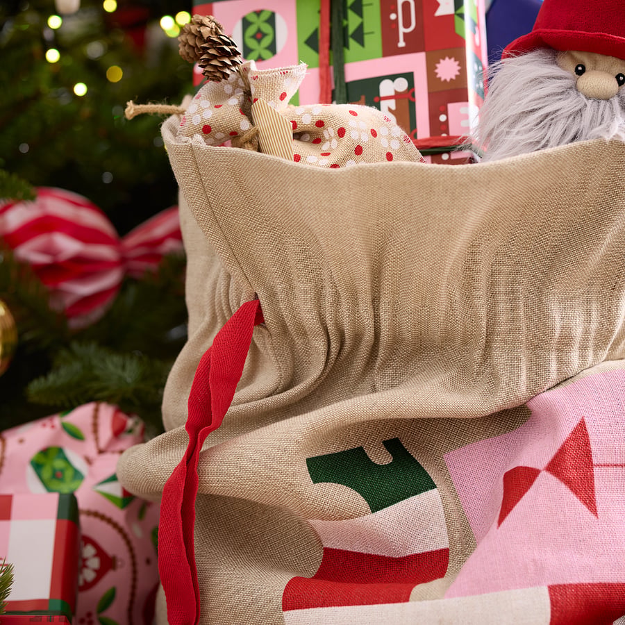 VINTERFINT bolsa con cordón, motivo Santa Claus, 90x56 cm - IKEA