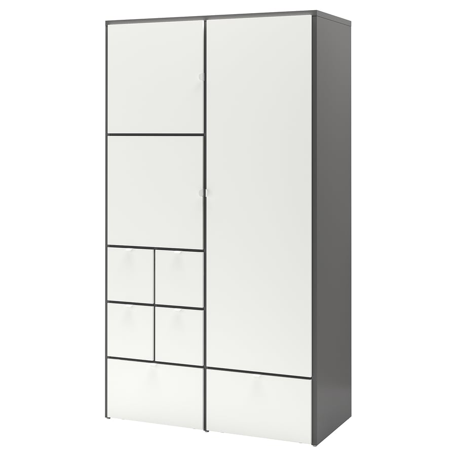 VISTHUS Armario, gris/blanco, 122x59x216 cm - IKEA