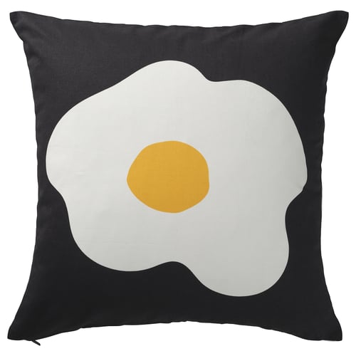 ÖGONLOCKSMAL funda de coxín, negro/branco, 50x50 cm - IKEA