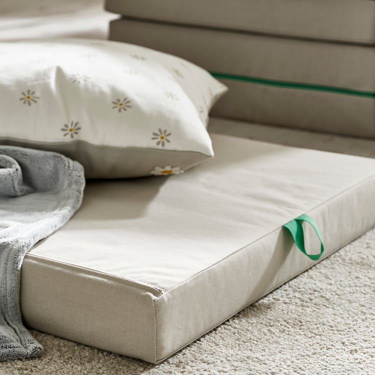 SLÄKT puf/colchón pregable, Vissle beixe/verde - IKEA