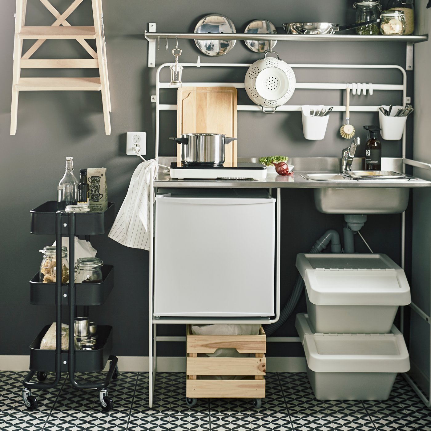 Mini kitchen in a cupboard ikea store