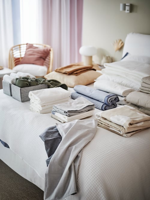 How To Fold A Fitted Sheet & Keep Bedding Organized - IKEA
