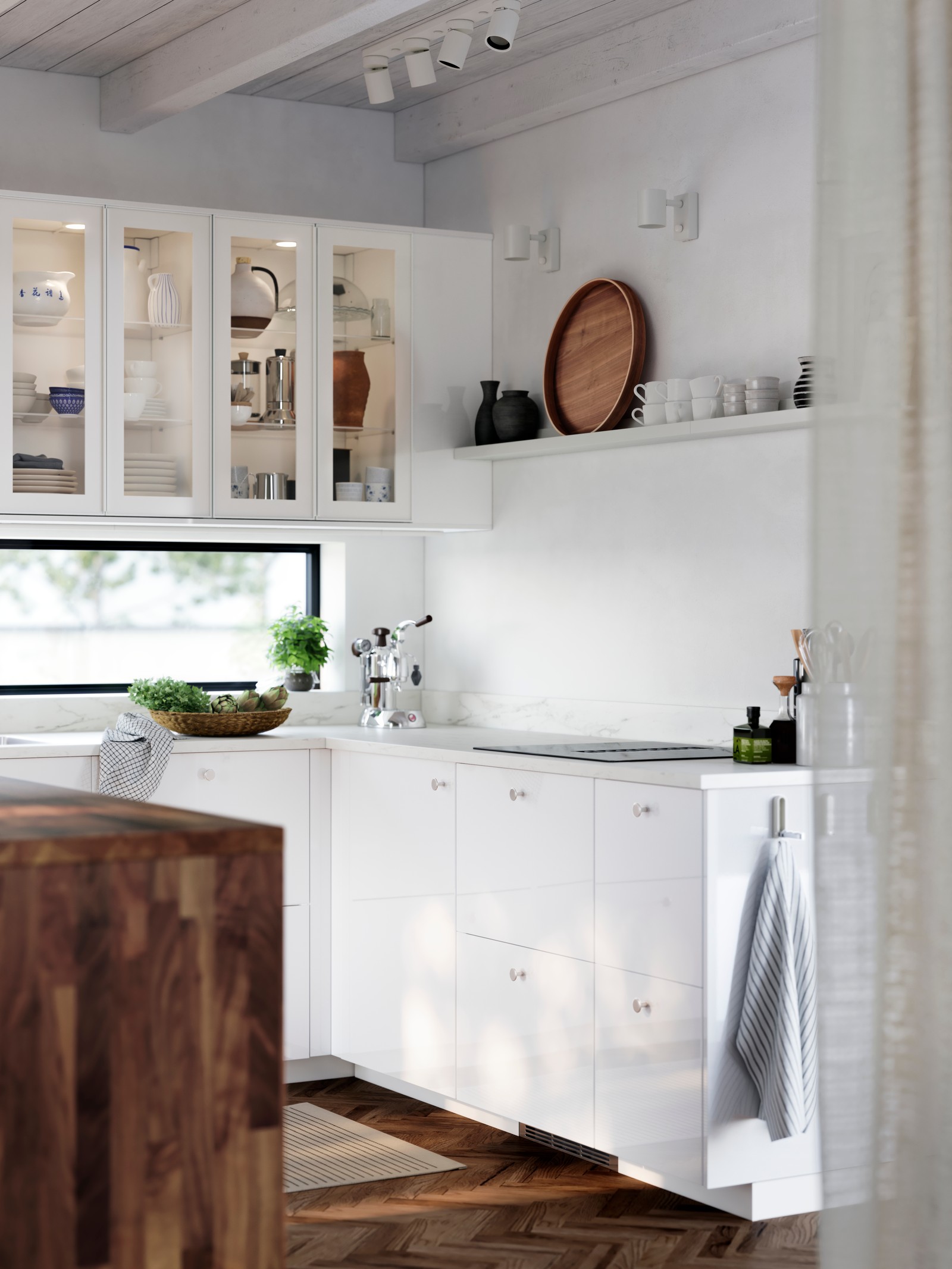 Modern kitchen with kitchen cabinet doors with glass - IKEA