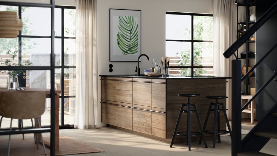 Kitchen fronts in STENSTA dark brown ash veneer - IKEA