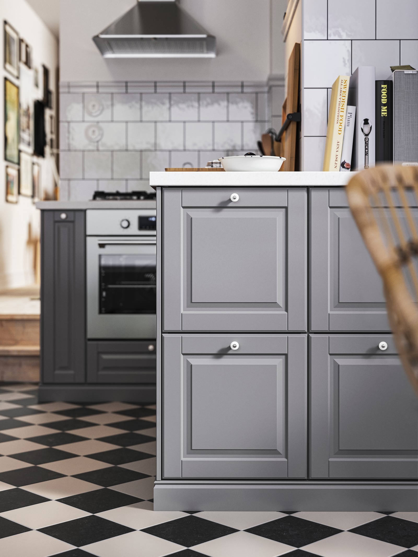 The traditional touch with grey BODBYN kitchen fronts - IKEA