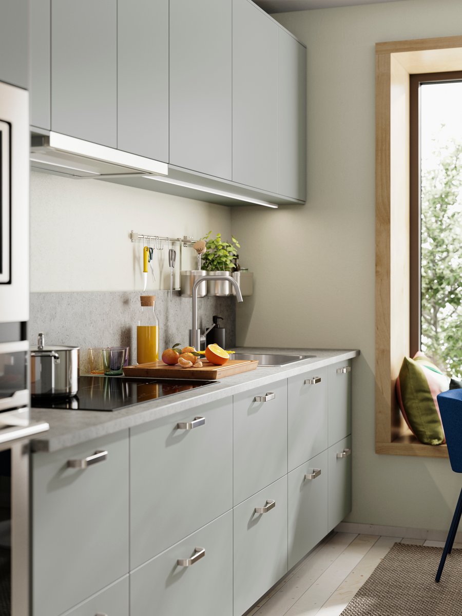 A Contemporary Kitchen With Grey Cabinets - IKEA CA