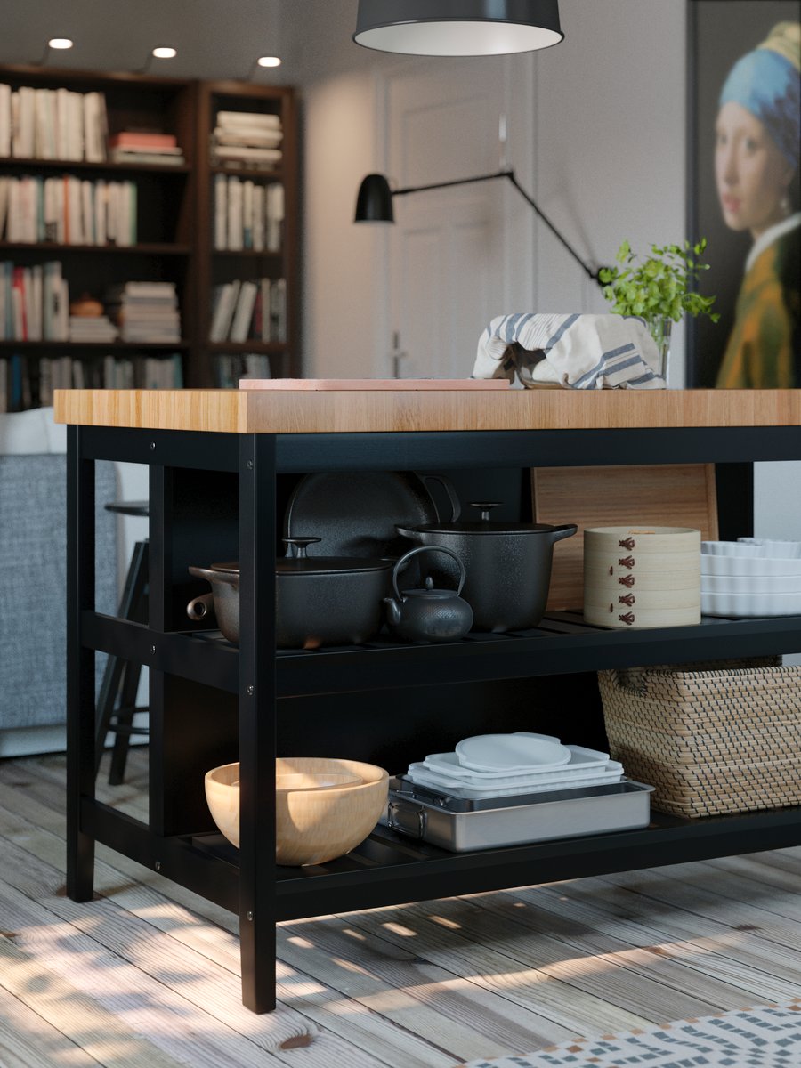 Small kitchen with traditional, black-stained fronts - IKEA Australia