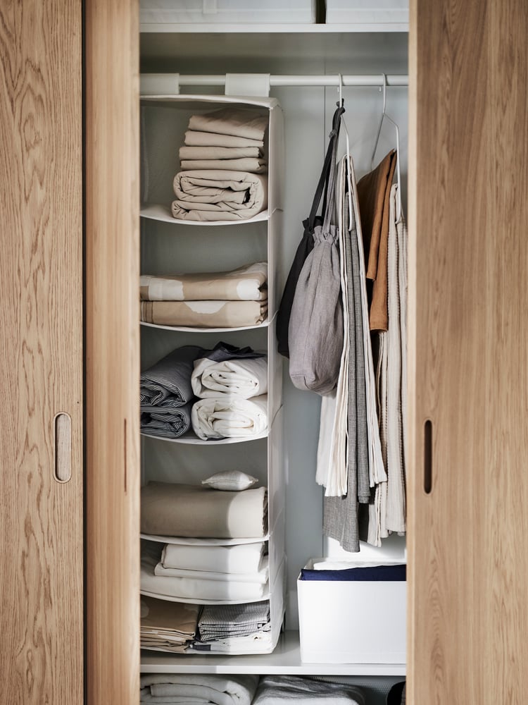 How To Fold A Fitted Sheet & Keep Bedding Organized - IKEA