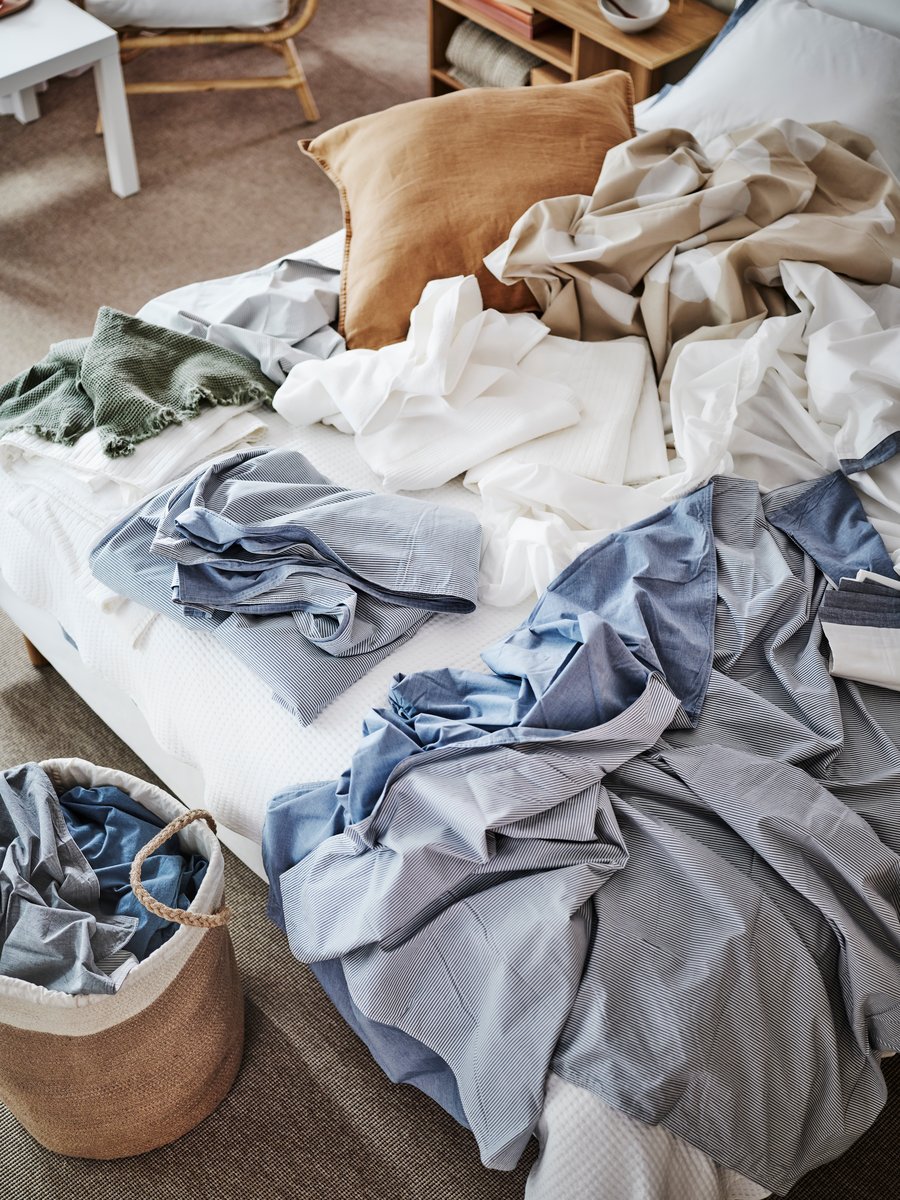 How To Fold A Fitted Sheet & Keep Bedding Organized - IKEA