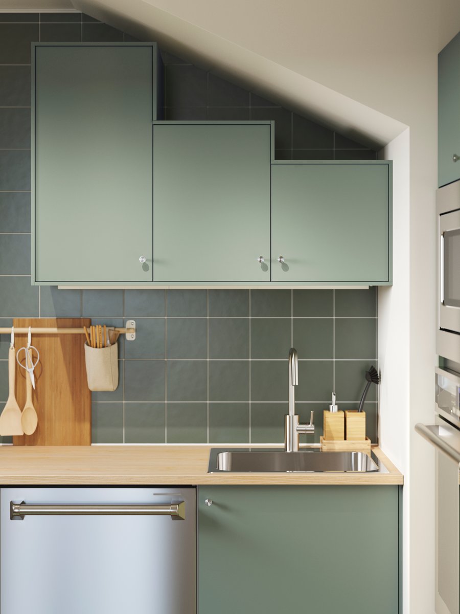 Kitchen with matte gray-green NICKEBO fronts - IKEA