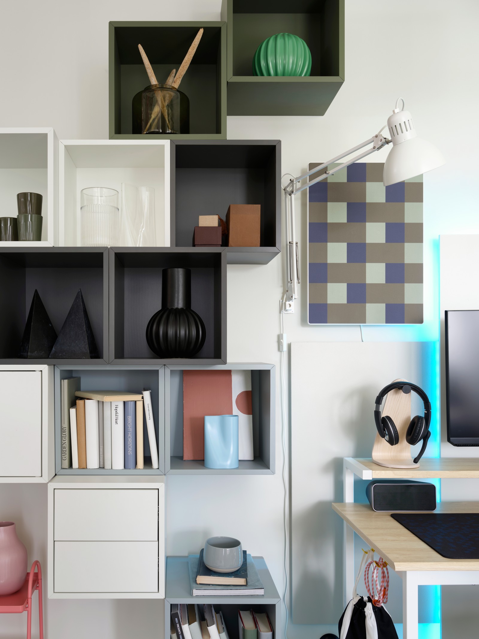 Nonstop play in a modern, small space PC gaming setup - IKEA