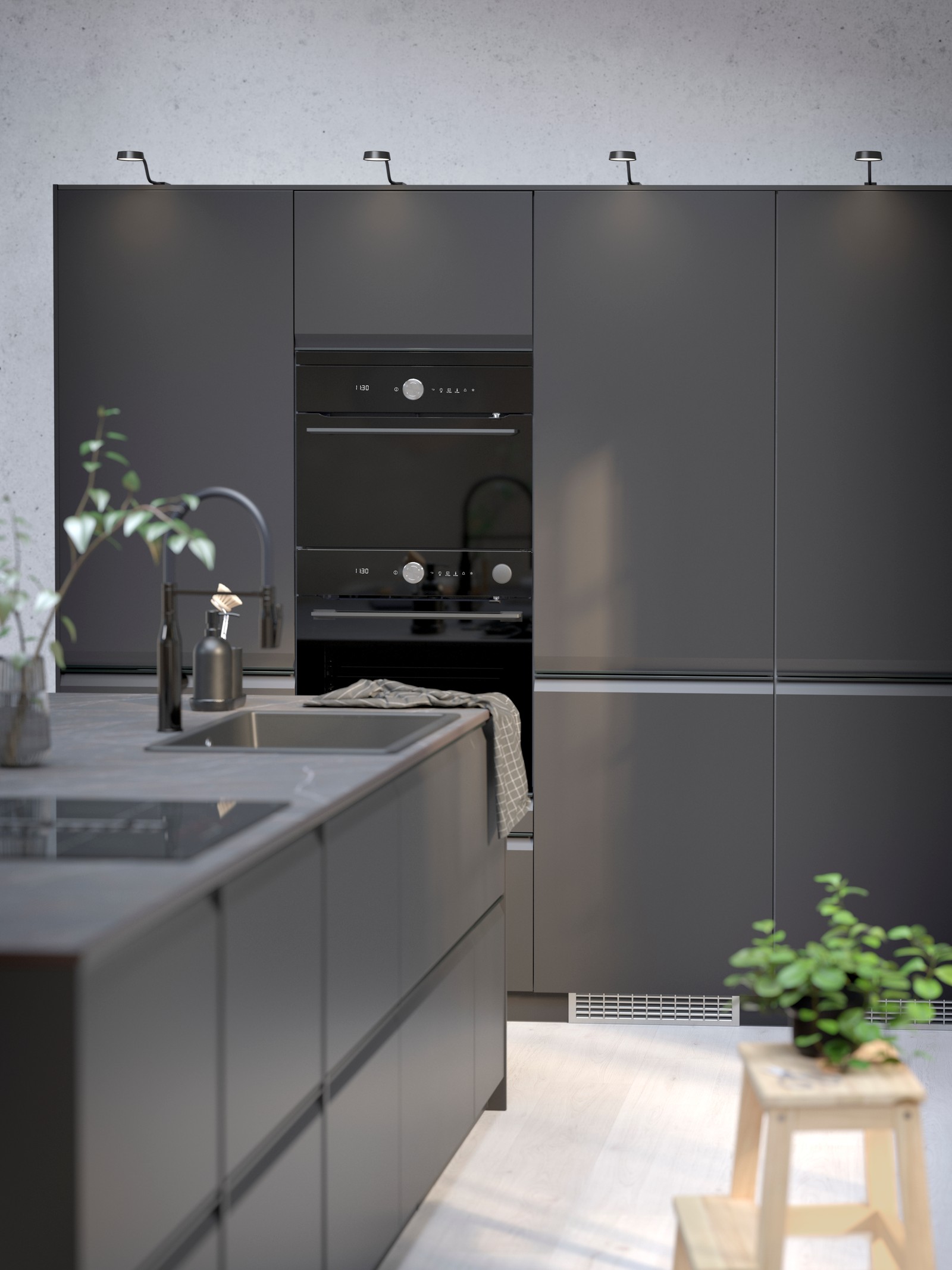Kitchen in anthracite for open and spacious living - IKEA