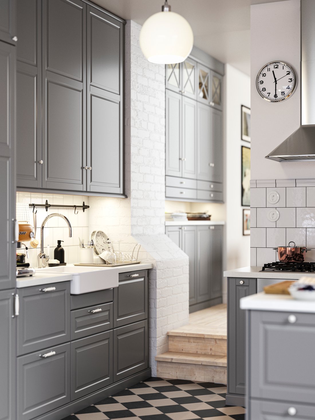 The traditional touch with grey BODBYN kitchen fronts - IKEA
