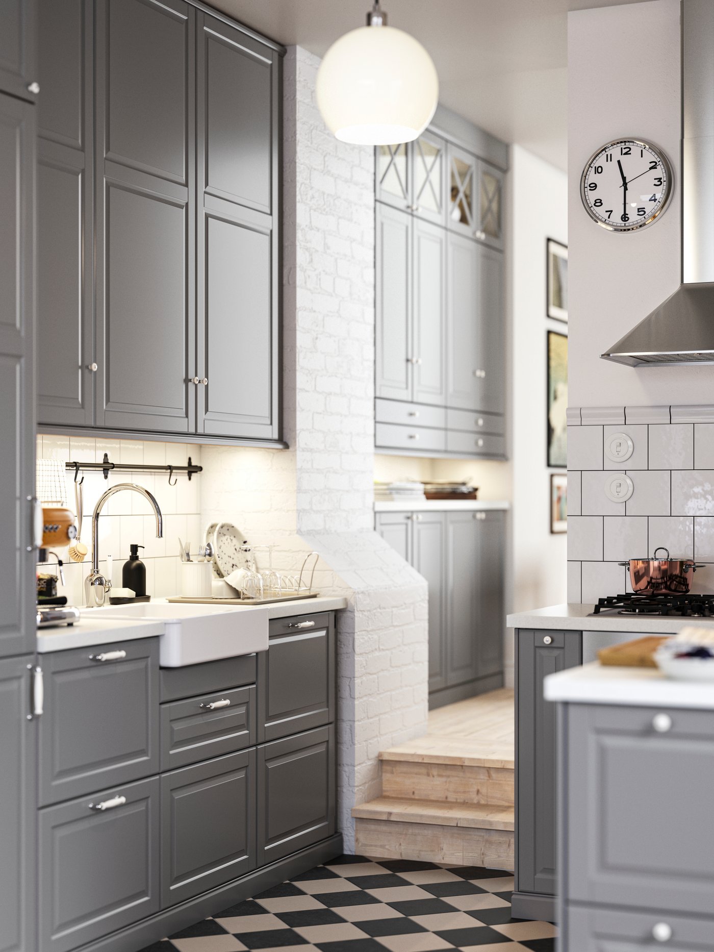 The traditional touch with grey BODBYN kitchen fronts - IKEA