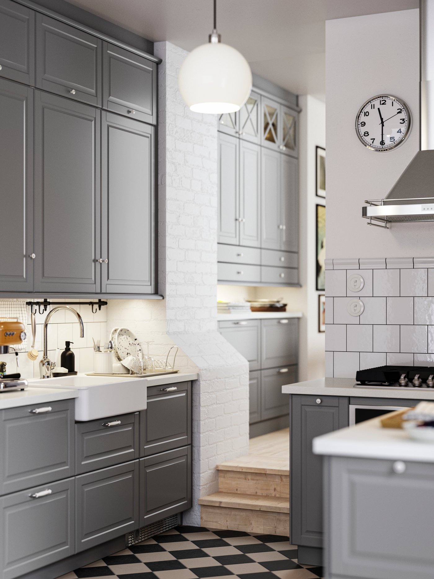 The traditional touch with gray BODBYN kitchen fronts IKEA