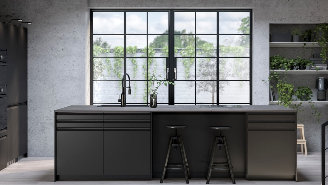 Matt Anthracite Kitchen With Integrated Handles - IKEA UK