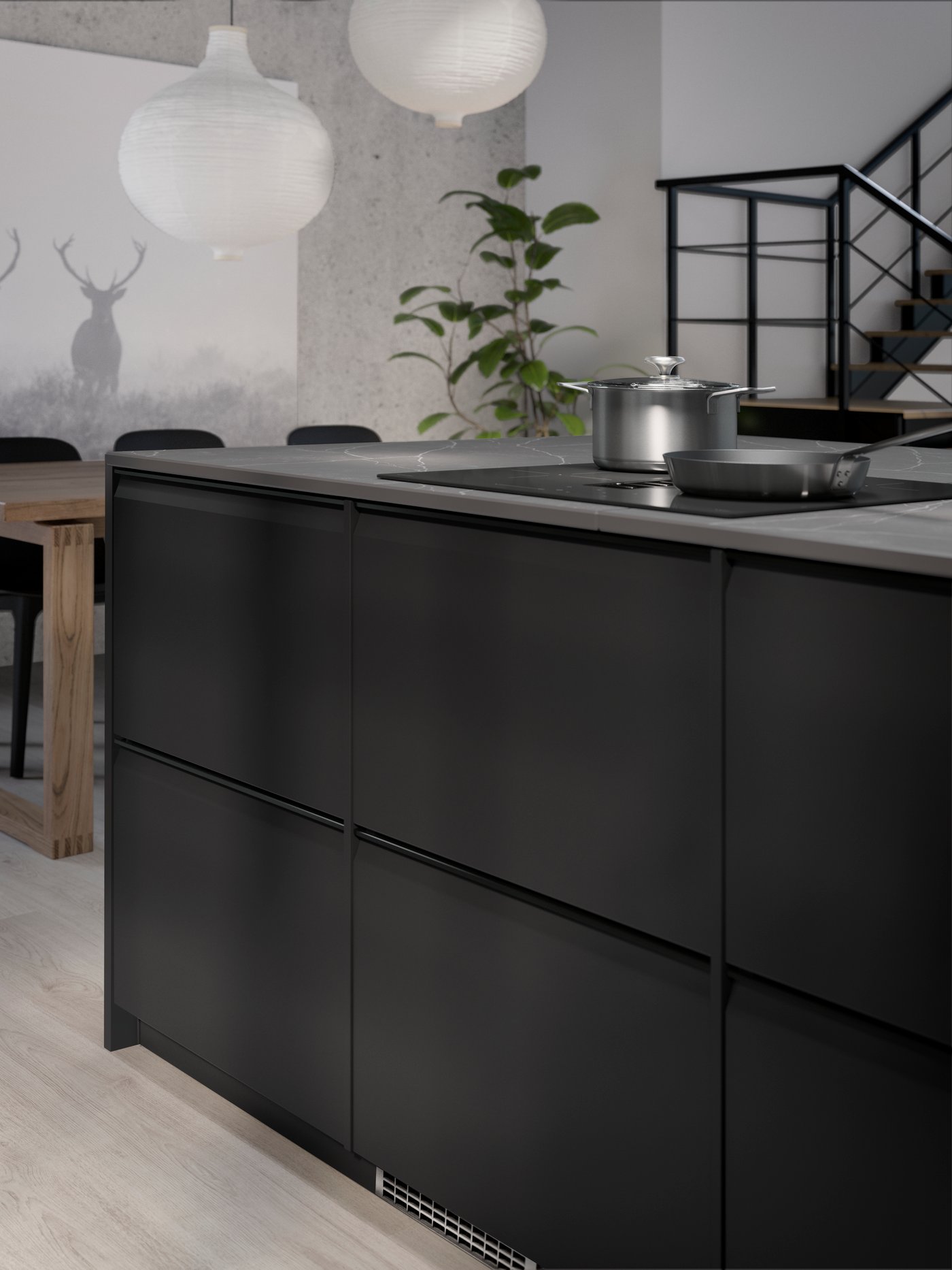 Matt Anthracite Kitchen With Integrated Handles - IKEA UK