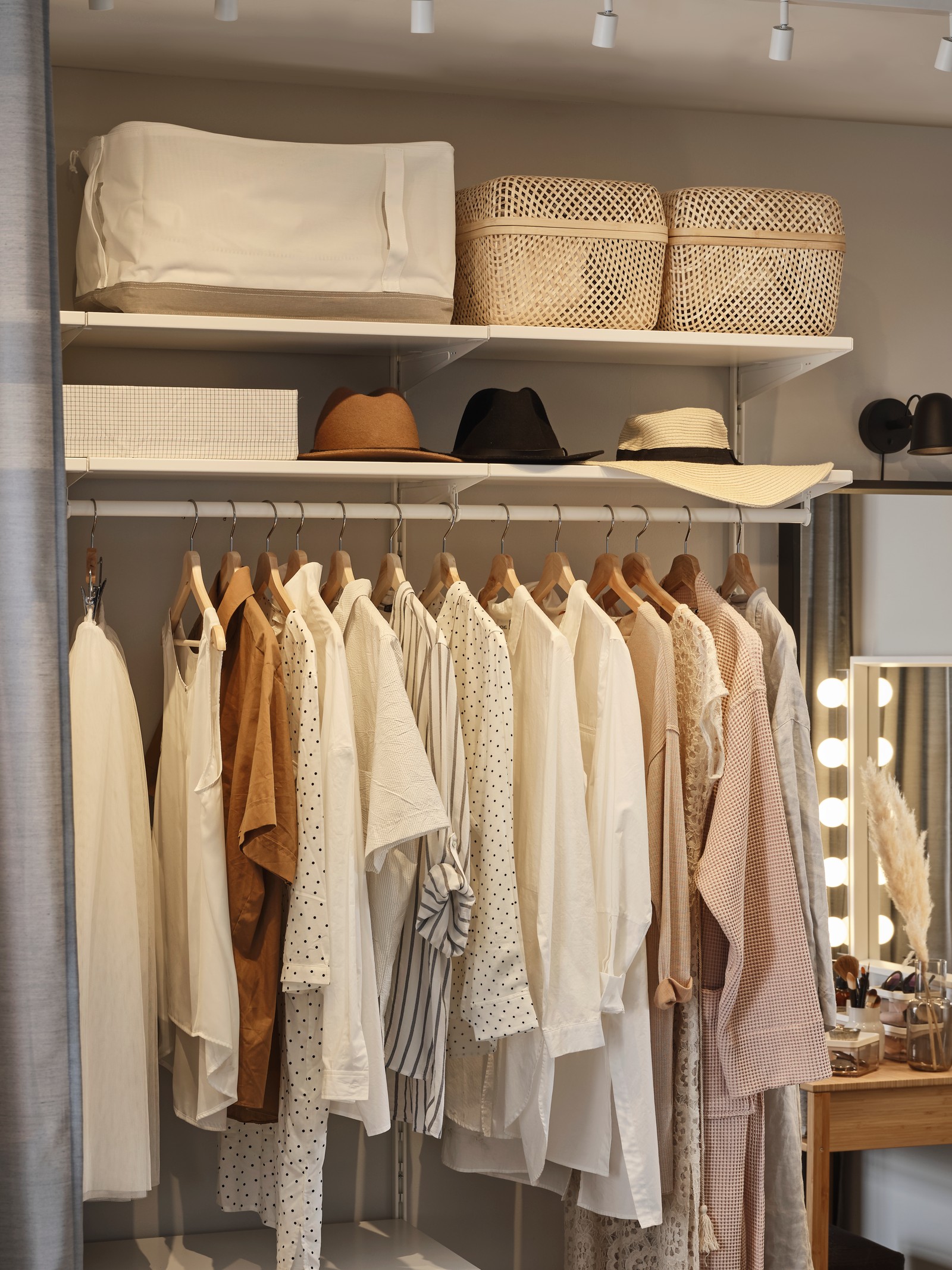 A bedroom with chic and accessible storage - IKEA