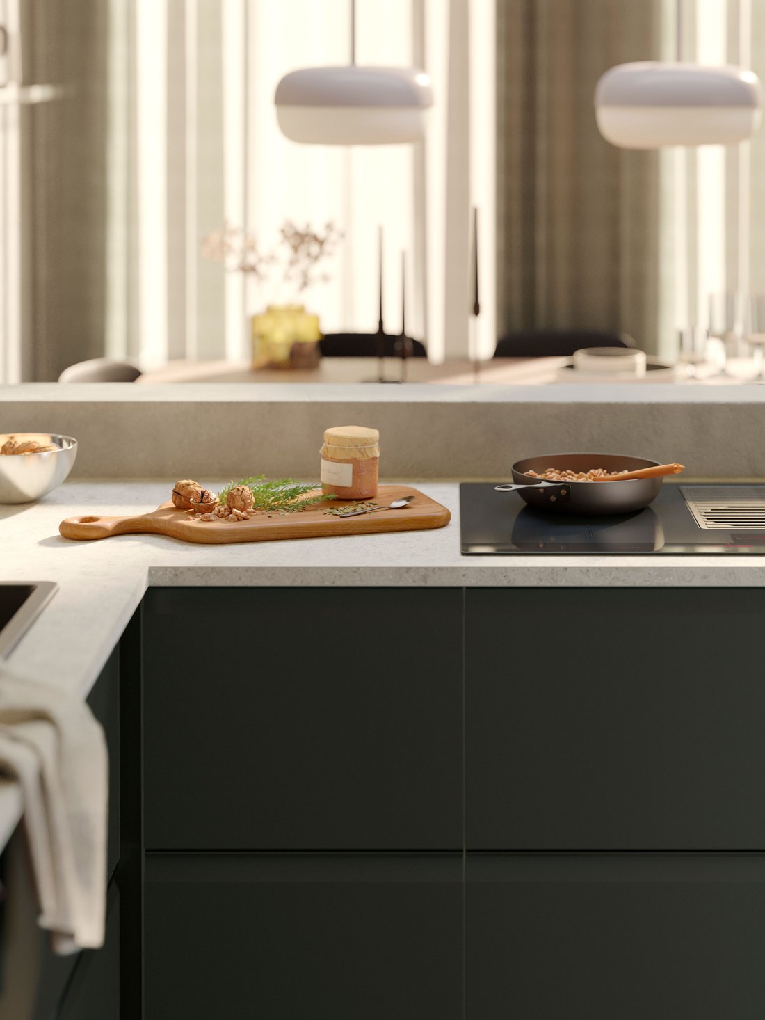 Kitchen in anthracite for organized and refined style - IKEA