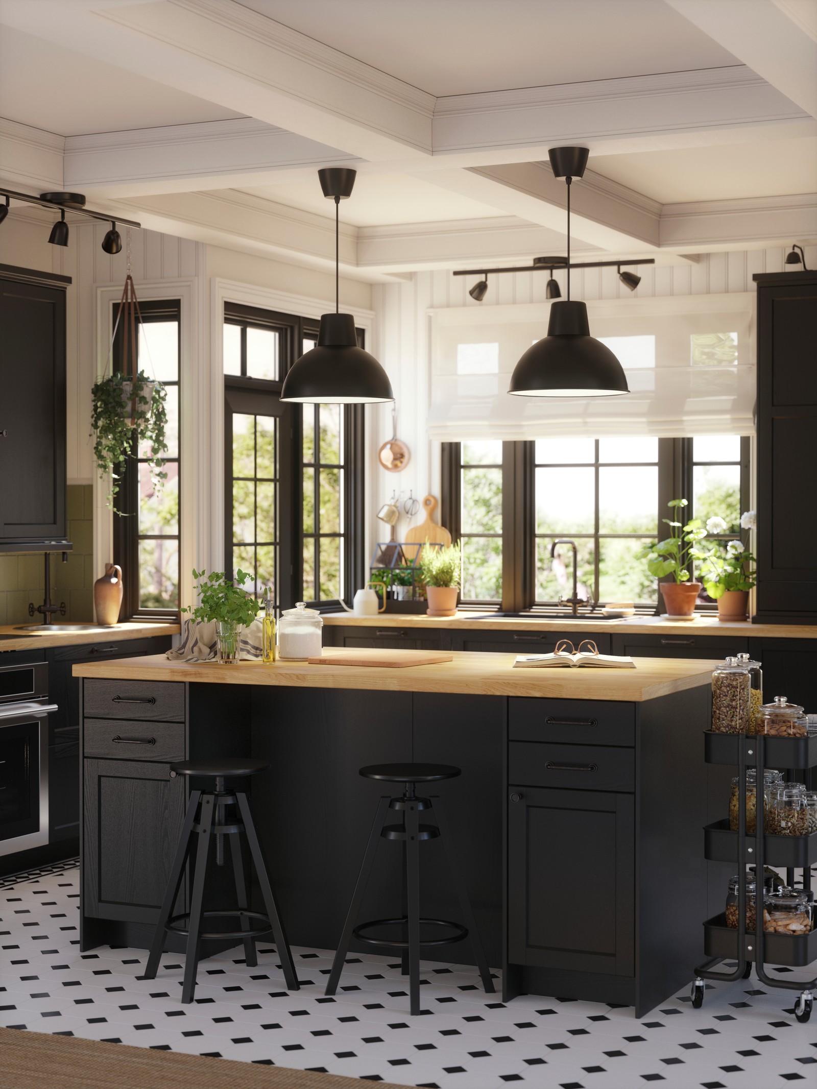 A traditional kitchen with black-stained fronts - IKEA