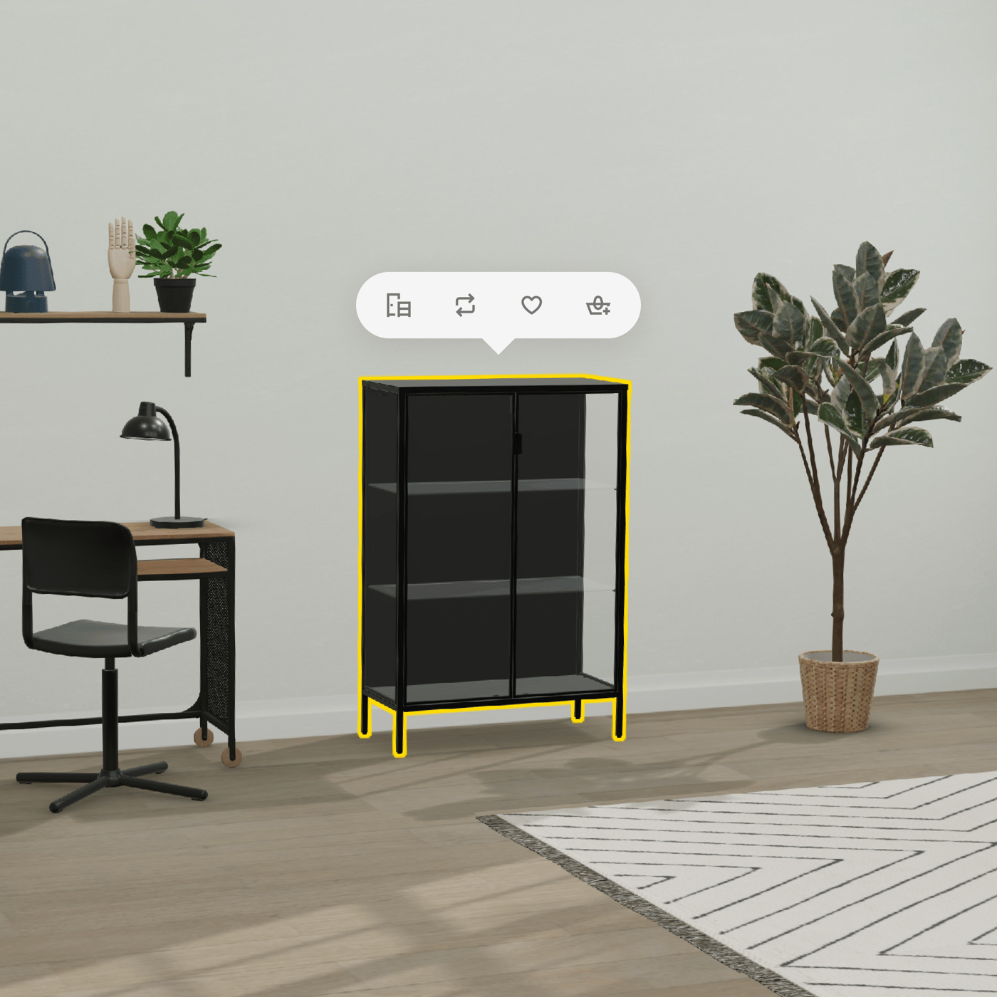 LANESUND vitrine, gris brun, 121x37x152 cm - IKEA