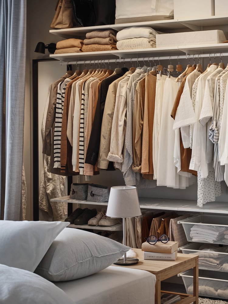 A bedroom with chic and accessible storage - IKEA