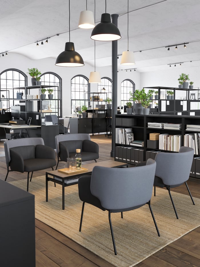 Flexible furniture for an open plan co-working space - IKEA