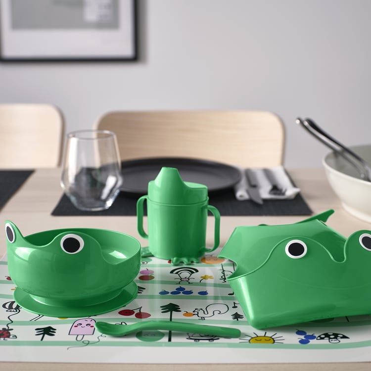 MATA 4-piece eating set, bright green - IKEA Finland